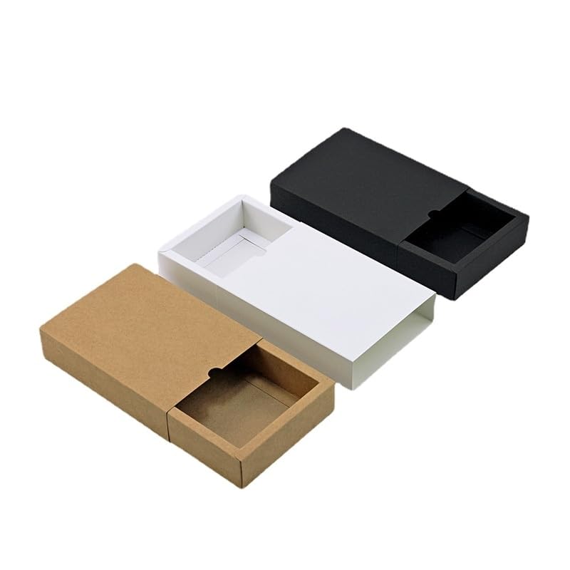 MODADA Gift Bags 10pcs Kraft Paper Drawer Packaging Box Clothing Candy Packaging Gift Boxes (Color : Kraft, Size : 25x10x3.5cm)