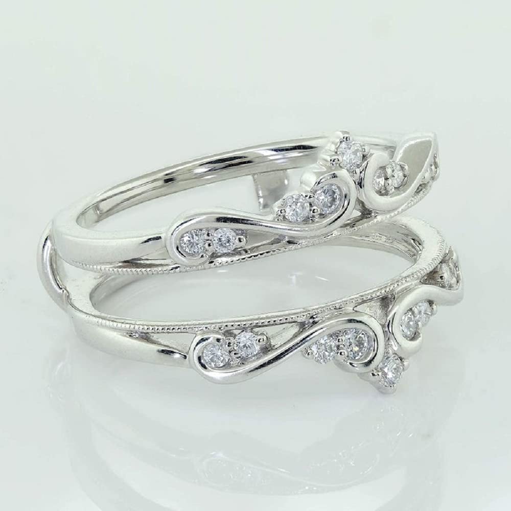 Rpund Cut Created Moissanite Diamond Enhancer Solitaire Engagement Wedding Ring For Her (7.5)
