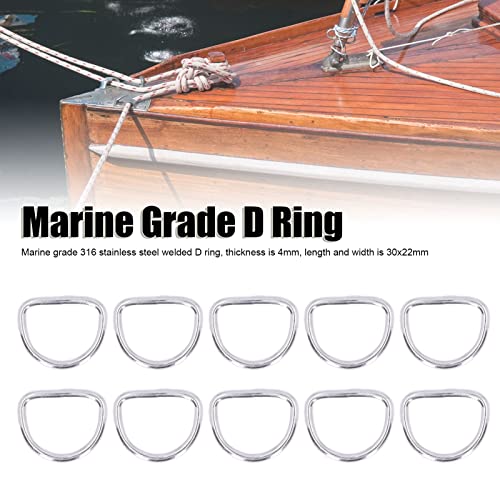 Stainless Steel Pad Eye D-ring Tie Down Anchor 10pcs Marine Grade D Ring Stainless Steel 316 Welded Seamless Boat Accessories 4x30x22mm