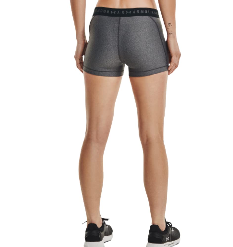 Under Armour Women's HeatGear Armour Shorty Shorts Gray/Black 3" (Medium)