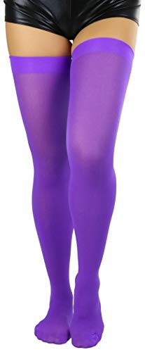 ToBeInStyle Women's Nylon Thigh High Schoolgirl Opaque Stockings (Purple)