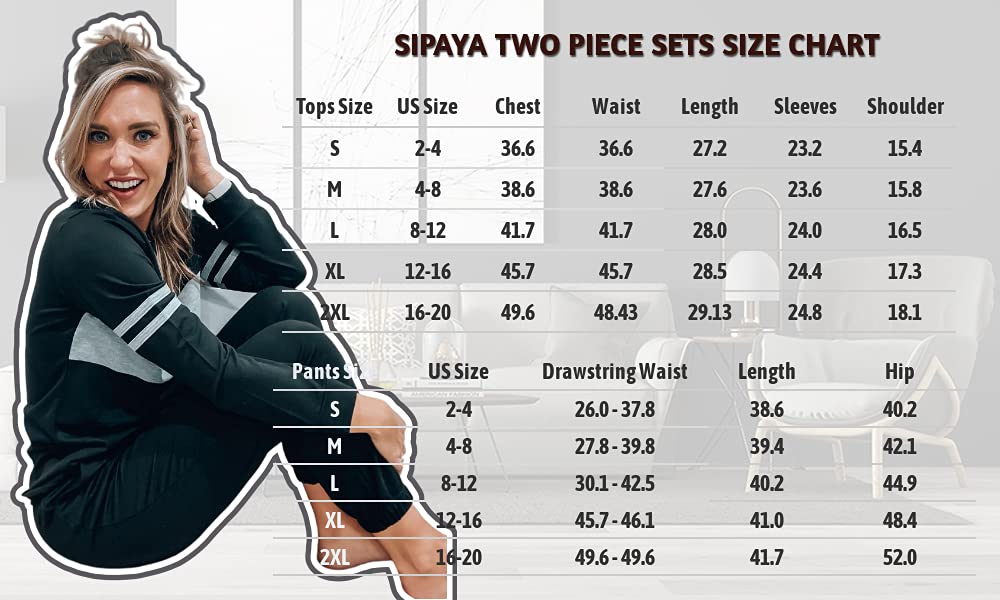 Sipaya Womens Matching Lounge Sets 2 Piece Color Block Outfits Sweatsuits Sets Blue Medium