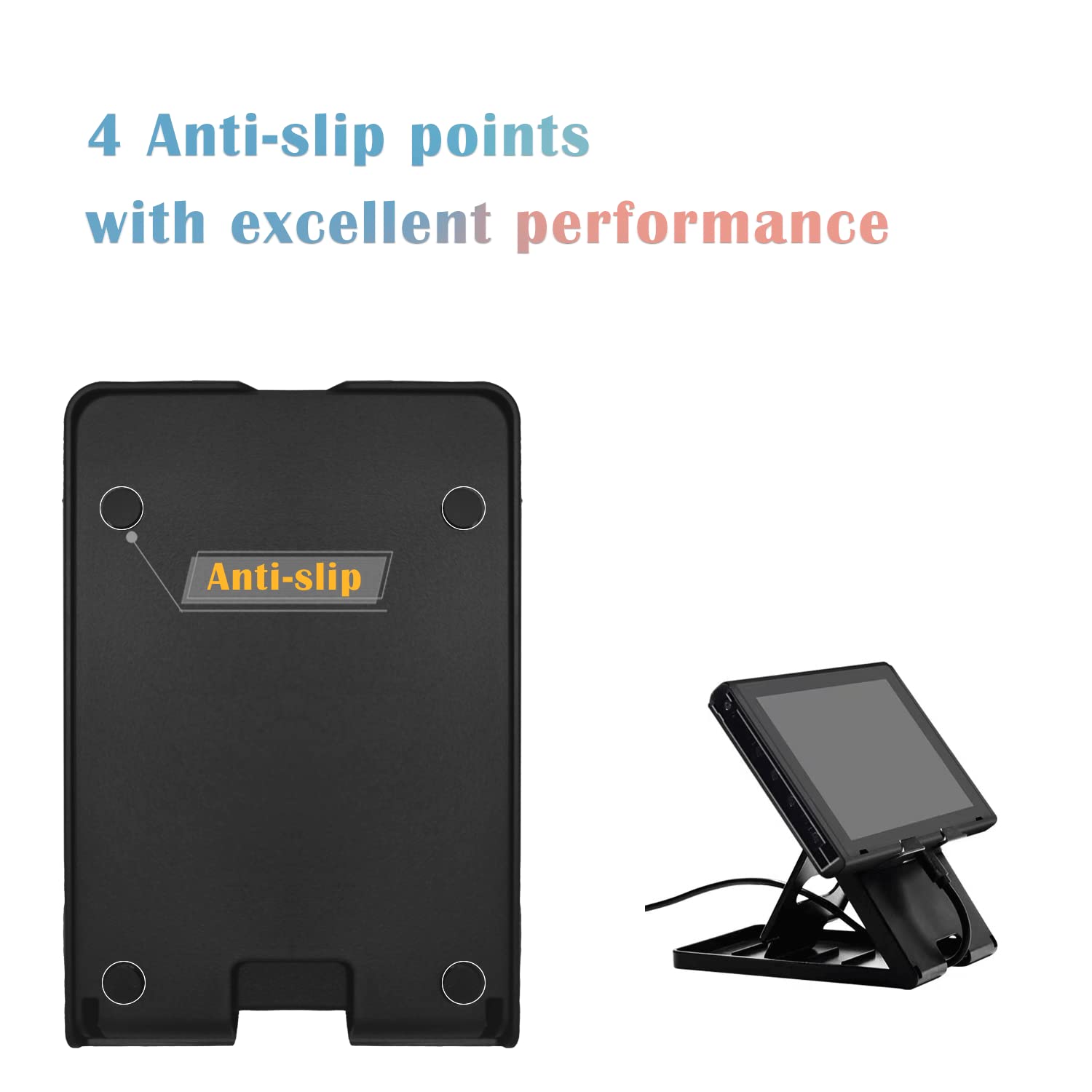UDEE Bracket for Nintendo Switch, Steam Deck,Phone,iPad, Portable Folding Non-Slip Stand,4 Levels Angle Adjustment-Black