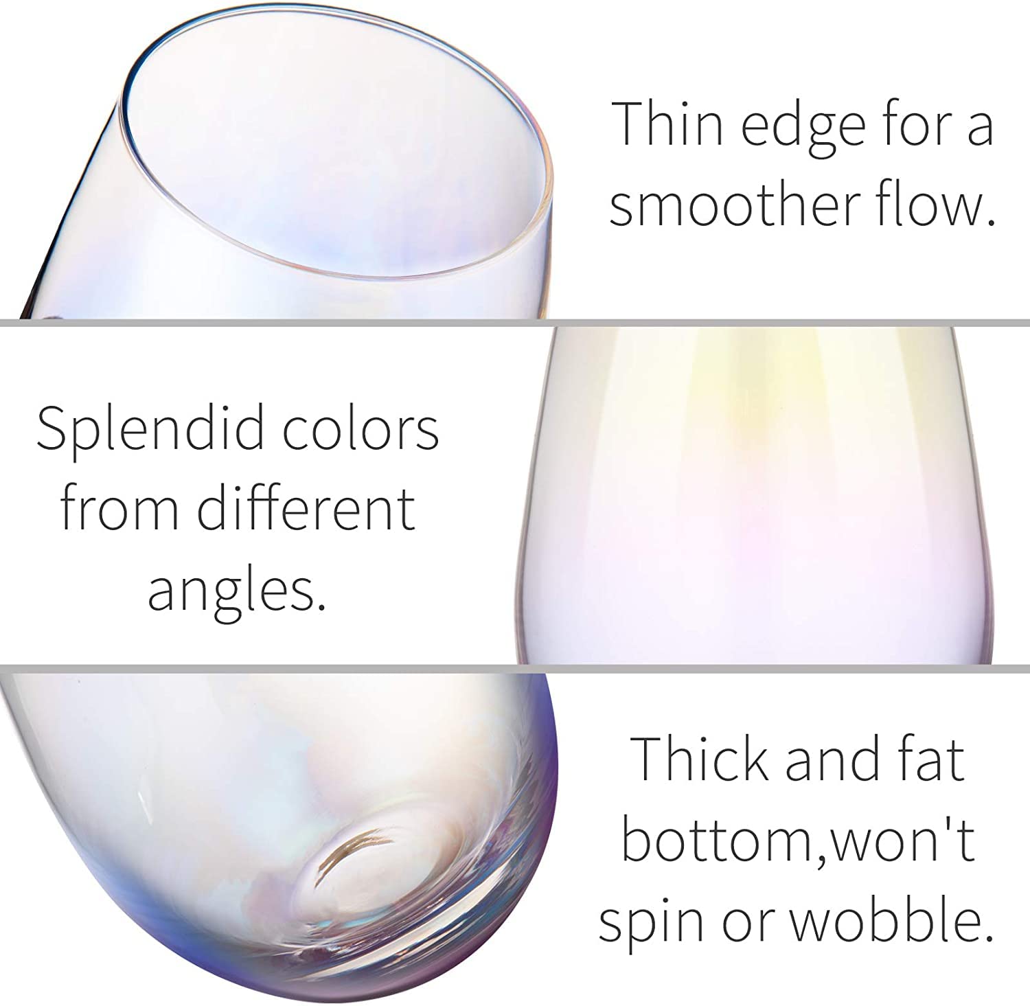 TOCO FREIDO Red & White Stemless Wine Glasses Set of 2 | Large Modern Wine Glass for Burgundy, Cabernet, Sauvignon, Bordeaux,Wine,Juice,Water Modern Drinking Tumbler Wine Glasses