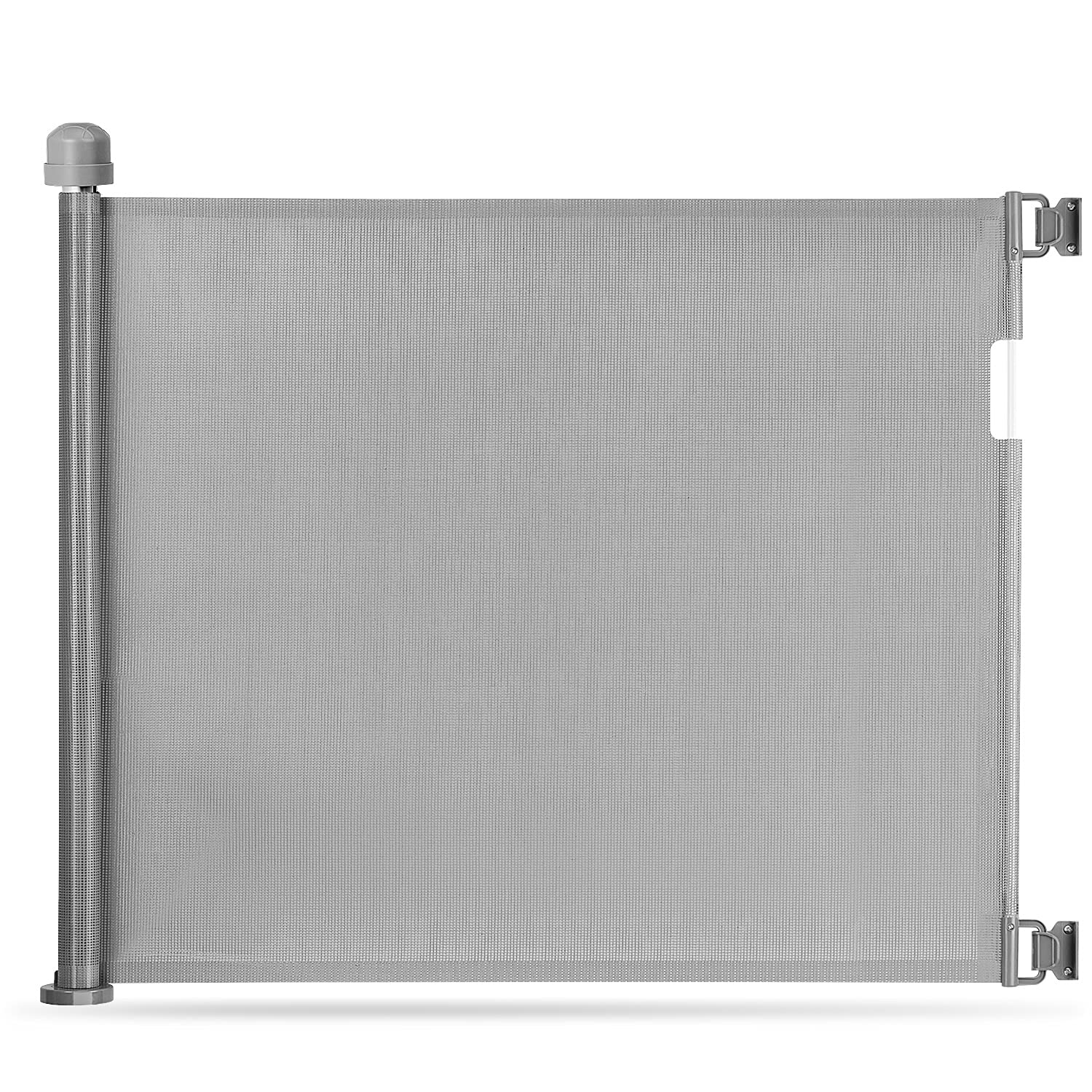 Retractable Baby Gate, Momcozy Mesh Safety Gate for Babies and Pets, Extra Wide Safety Baby Gate 33.7" Tall, Extends to 55" Wide, Pet Dog Gate for doorways, Stairs, Hallways, Indoor/Outdoor (Grey)