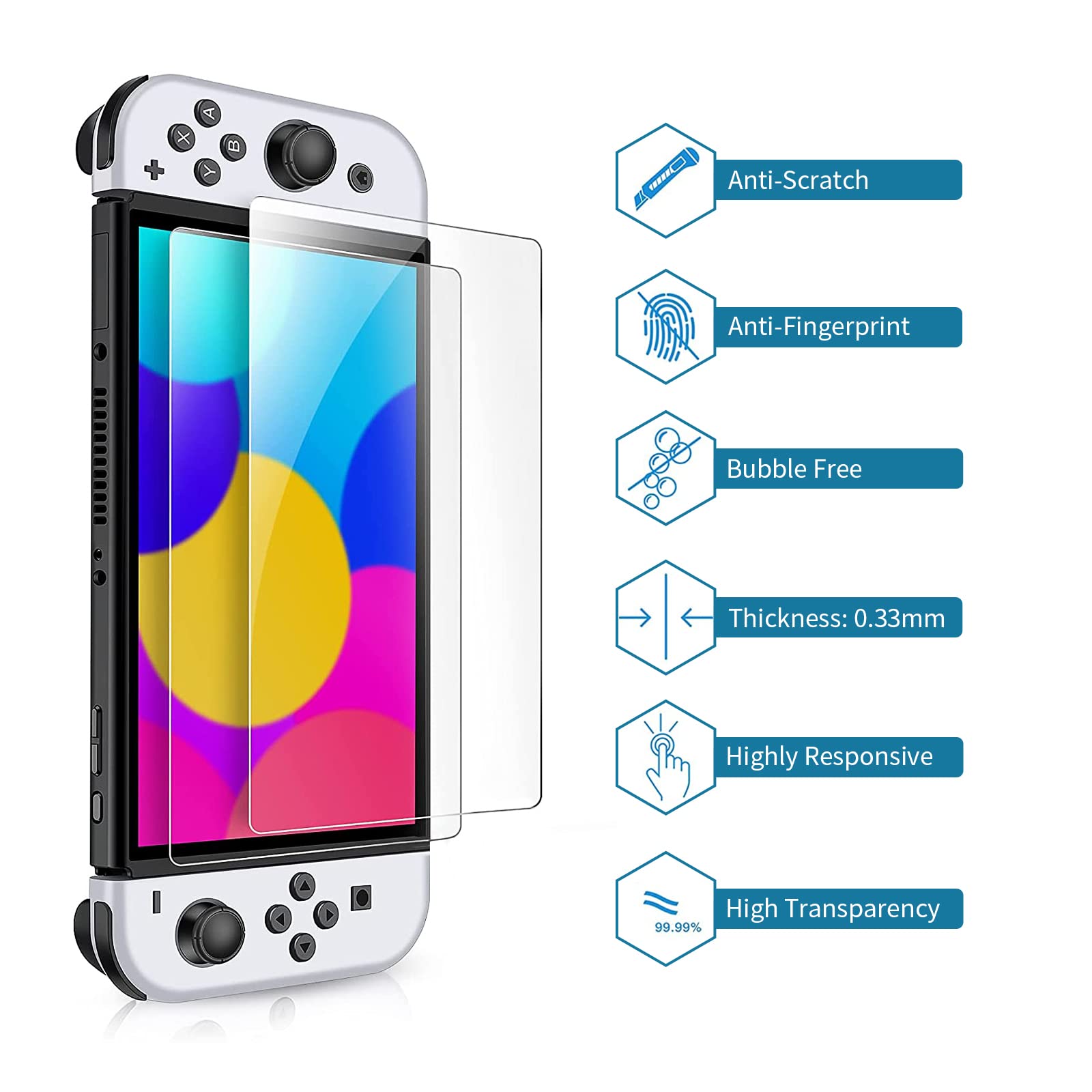 Switch OLED Accessories Bundle Kit - Transparent Case Cover, Screen Protector, Carrying Case Bag, Adjustable Stand, Game Card Case, Joycon Charging Dock for Nintendo Switch OLED Model (2021)