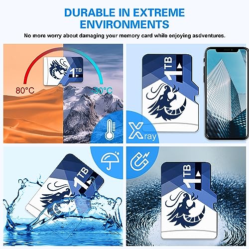 POCEVIT Memory Card 1TB TF Card with Adapter | Flash Memory Card Up to 80MB/s, A1, U3, Class10, V30, UHS-I, High Speed for Android Smart-Phones,Tablets,Camera