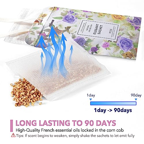 Telanshare 4 Packs(Rose+Jasmine) Mite/Moth Repellent Bag for Drawer & Closet, Natural Sachet Bag, 90 Days Extended Protection