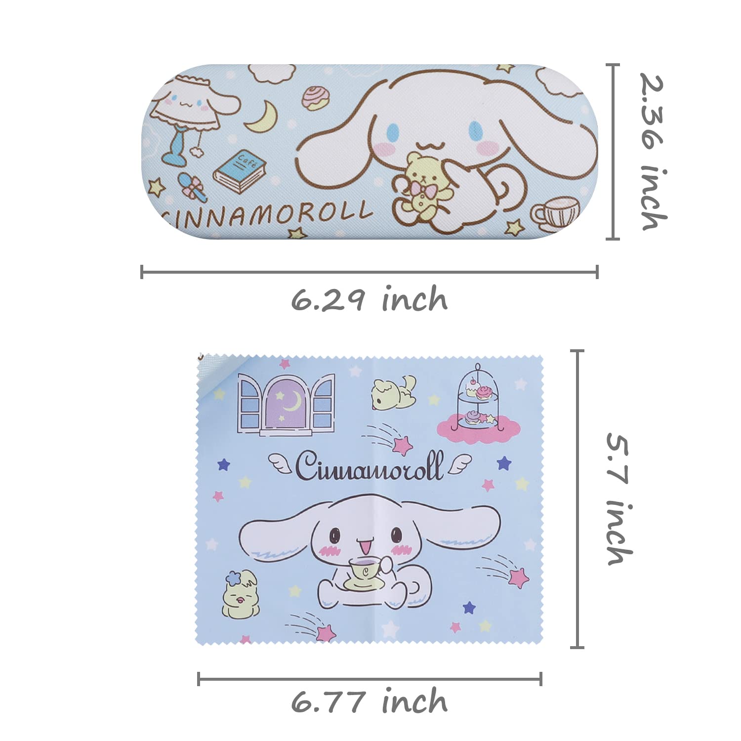 U-CHYTY Pink Kitty Hard Shell Eyeglasses Cases Cartoon Protective Case with Glasses Cloth Storage Box Holder for Women-2