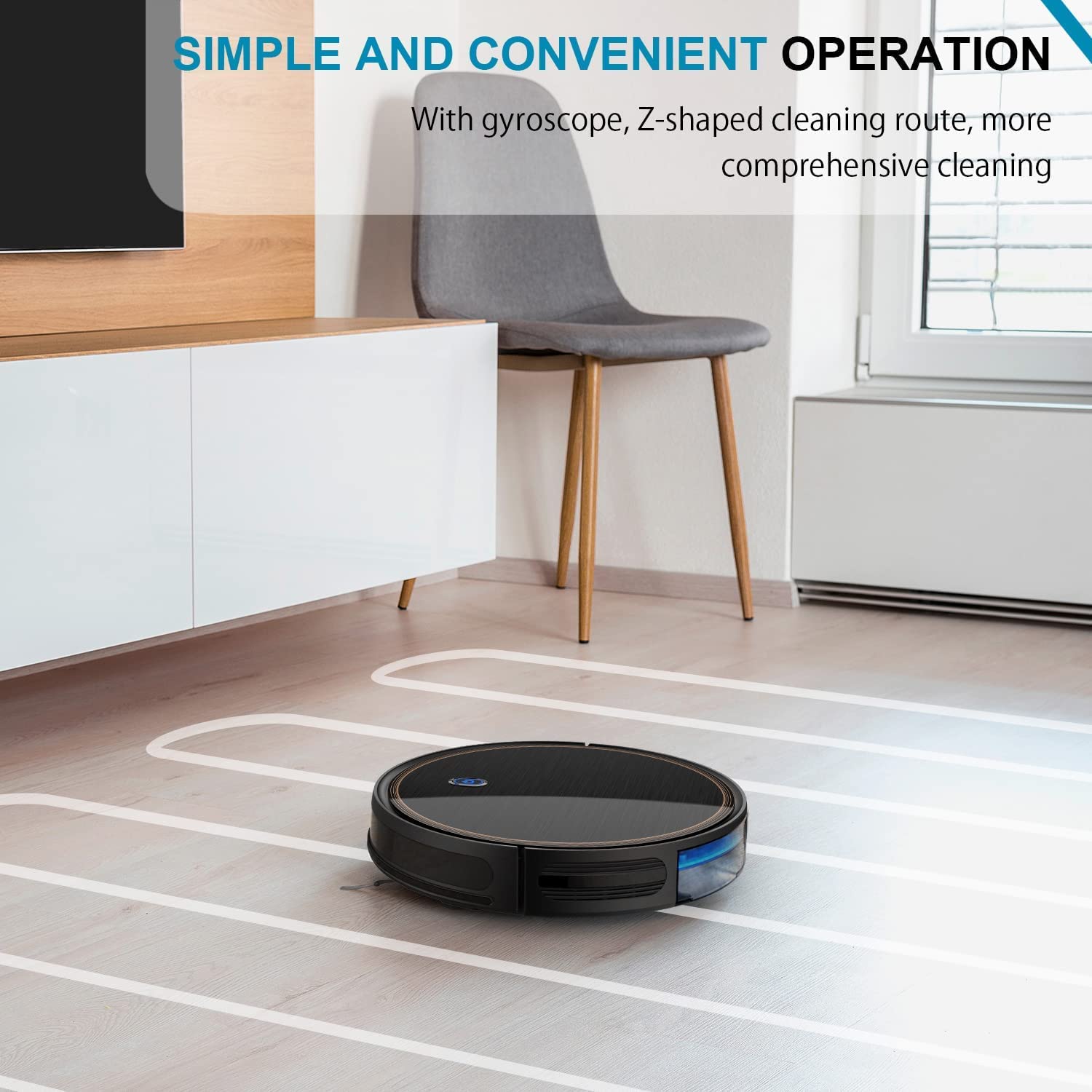 Robot Vacuum, 2100Pa Robotic Vacuum Cleaner with Triple-Filter System, 120-min Runtime Smart Robot Vac Good for Pet Hair, Carpets, Hard Floors, Self-Charging