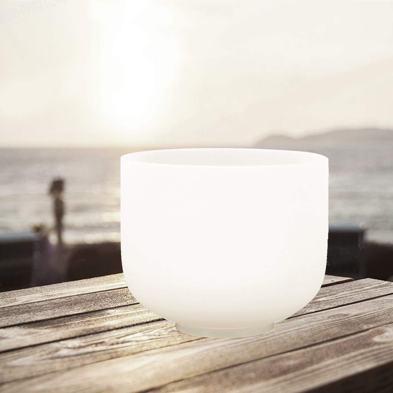 SOLSHINE Crystal Singing Bowl 8 Inches 512Hz C Note Root Chakra Frosted Quartz, With Free Crystal Forward And O-ring Sound Repairer