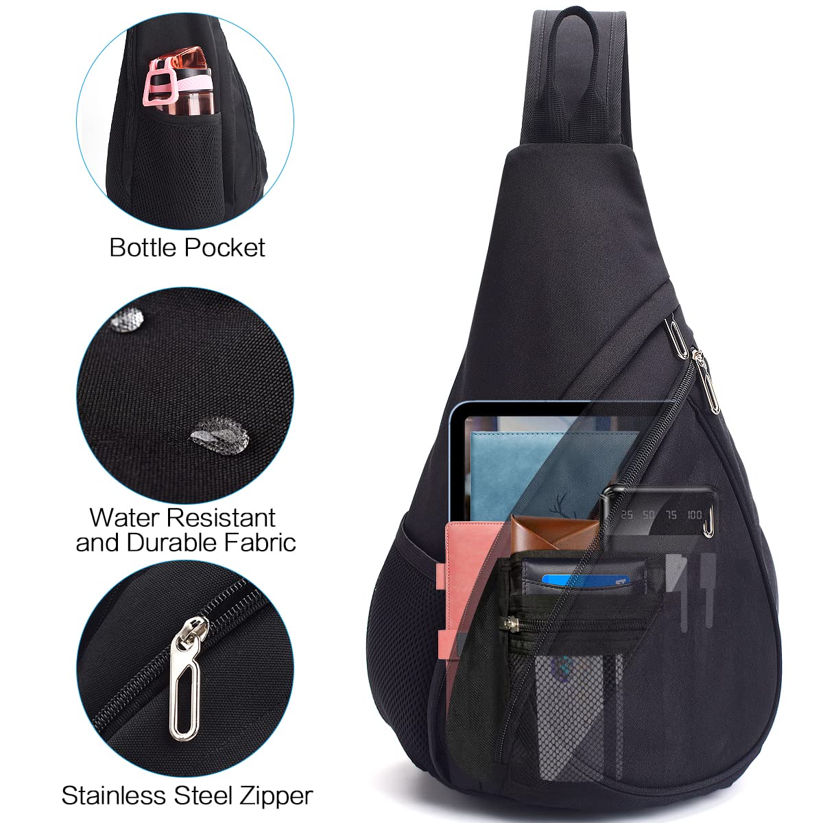 Sajanic Sling Bag Crossbody Sling Backpack Waterproof for Men Women, Lightweight Shoulder Bag for Travel Cycling Camping Daypack