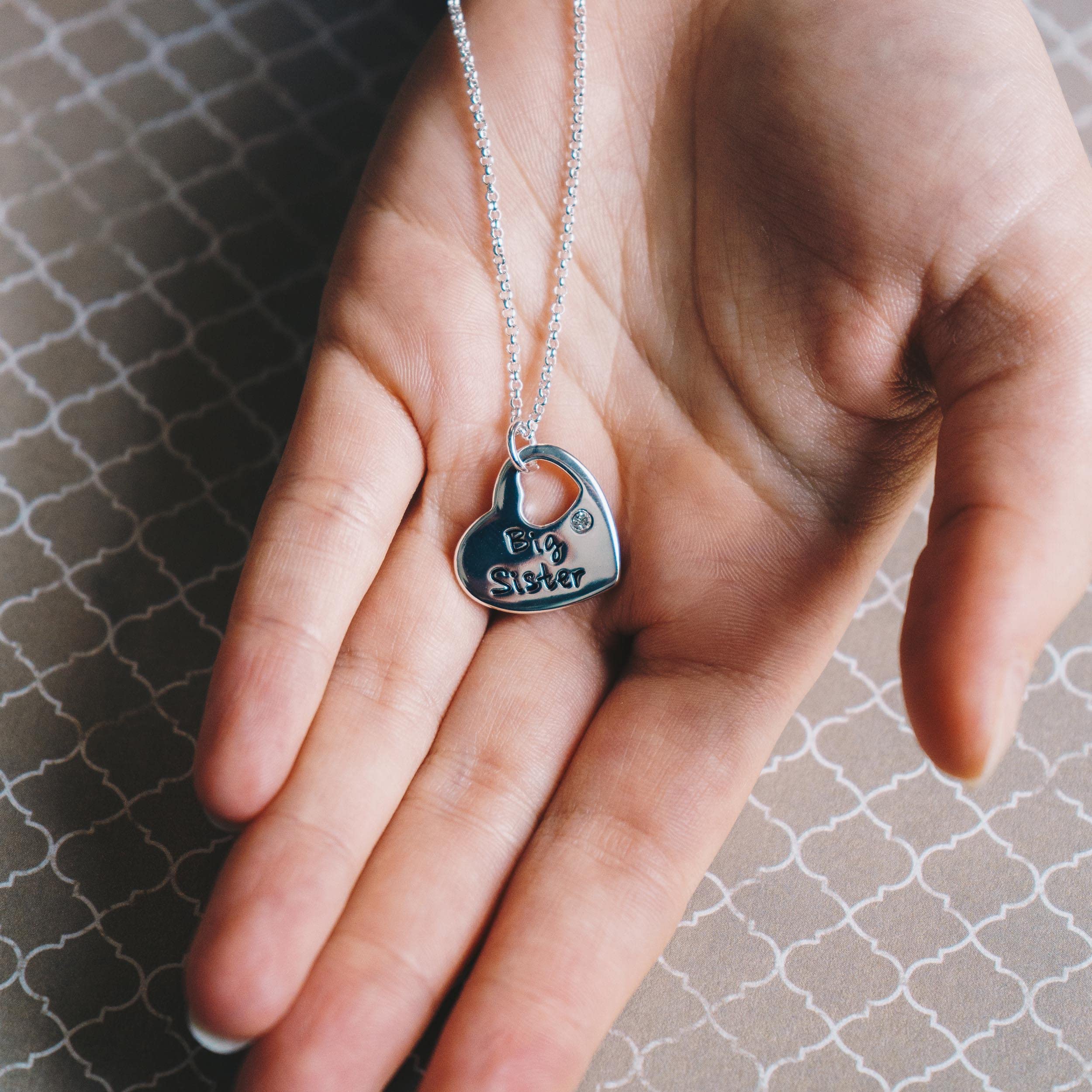 Philip Jones Big Sister Heart Necklace Created with Zircondia® Crystals