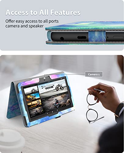 TiMOVO Case Fits All-New Kindle Fire 7 Tablet (7", 12th Generation, 2022 Release), PU Leather Protective Cover with Hand Strap Card Slot, Auto Wake/Sleep, Vertical Horizontal Stand, Dreamy Nebula