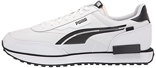 PUMA Men's Future Rider Twofold Sneaker, White Black, 10