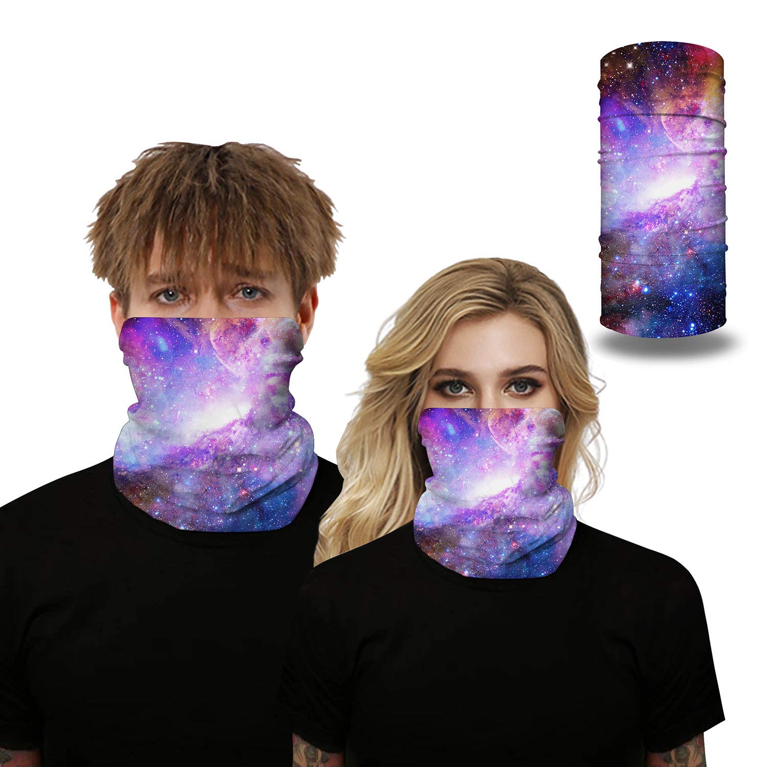 Outdoors Seamless Neck Gaiter, Headwrap, Balaclava, Helmet Liner Face Mask Star Sky Printted Bandanas for Dust (XK1)