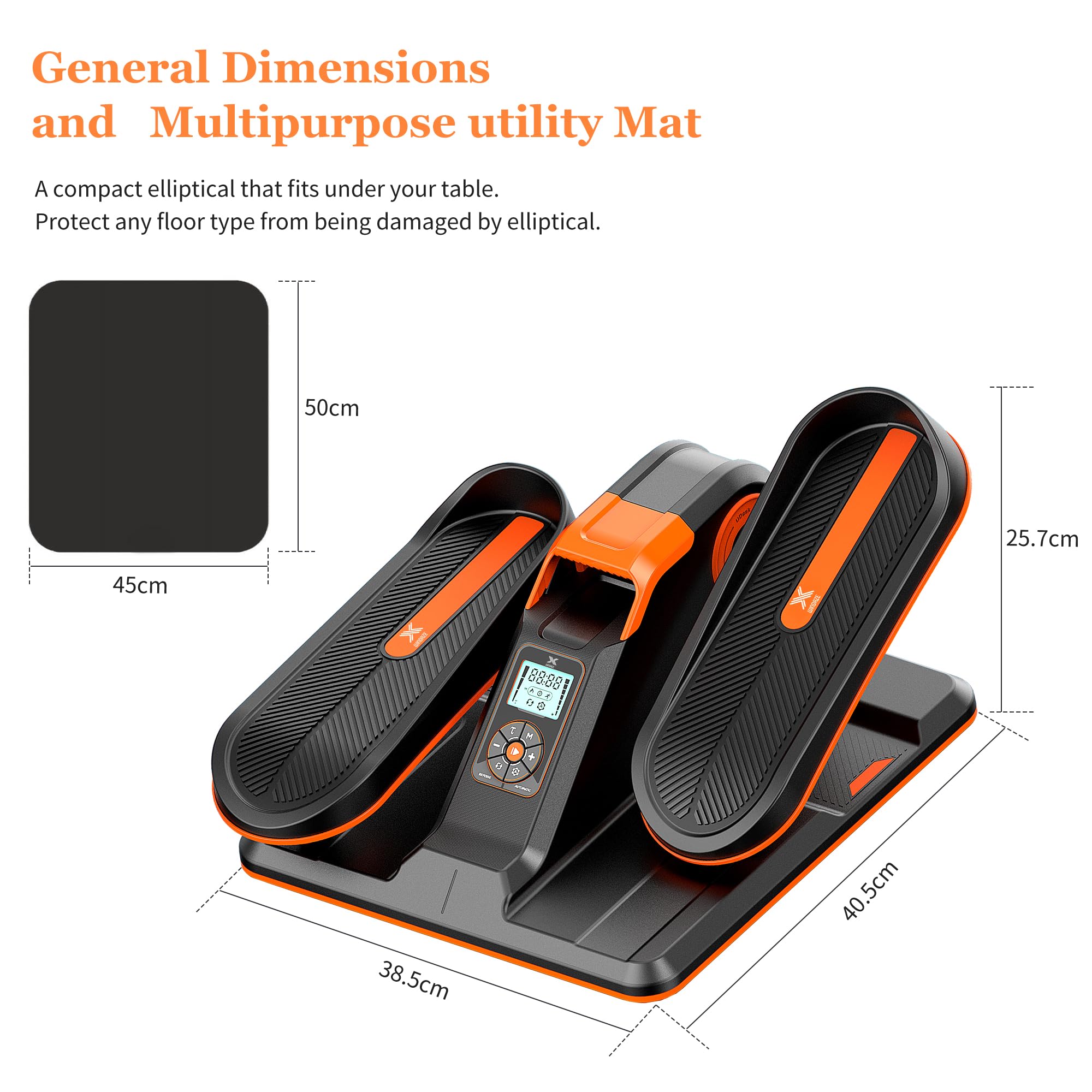 Under Desk Elliptical Machine with Smart App, Mini Seated Elliptical Training Machine with Non-Slip Mat, Adjustable Resistance, Remote Control, Elliptical Pedal Exerciser for Seniors and Adults