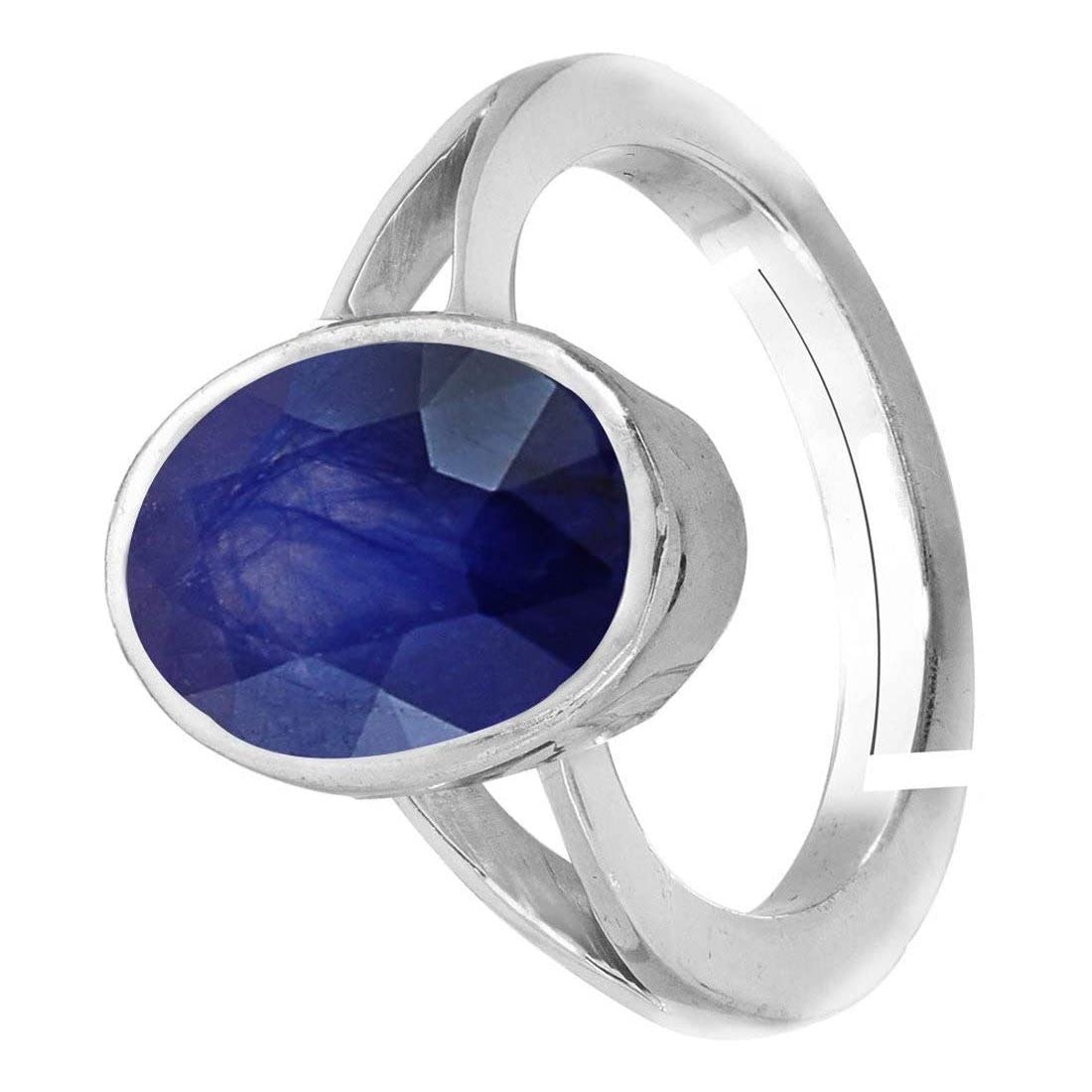 SirDaksh 8.50 Carat 925 Sterling Silver Blue Sapphire Gemstone Wedding Ring For women's