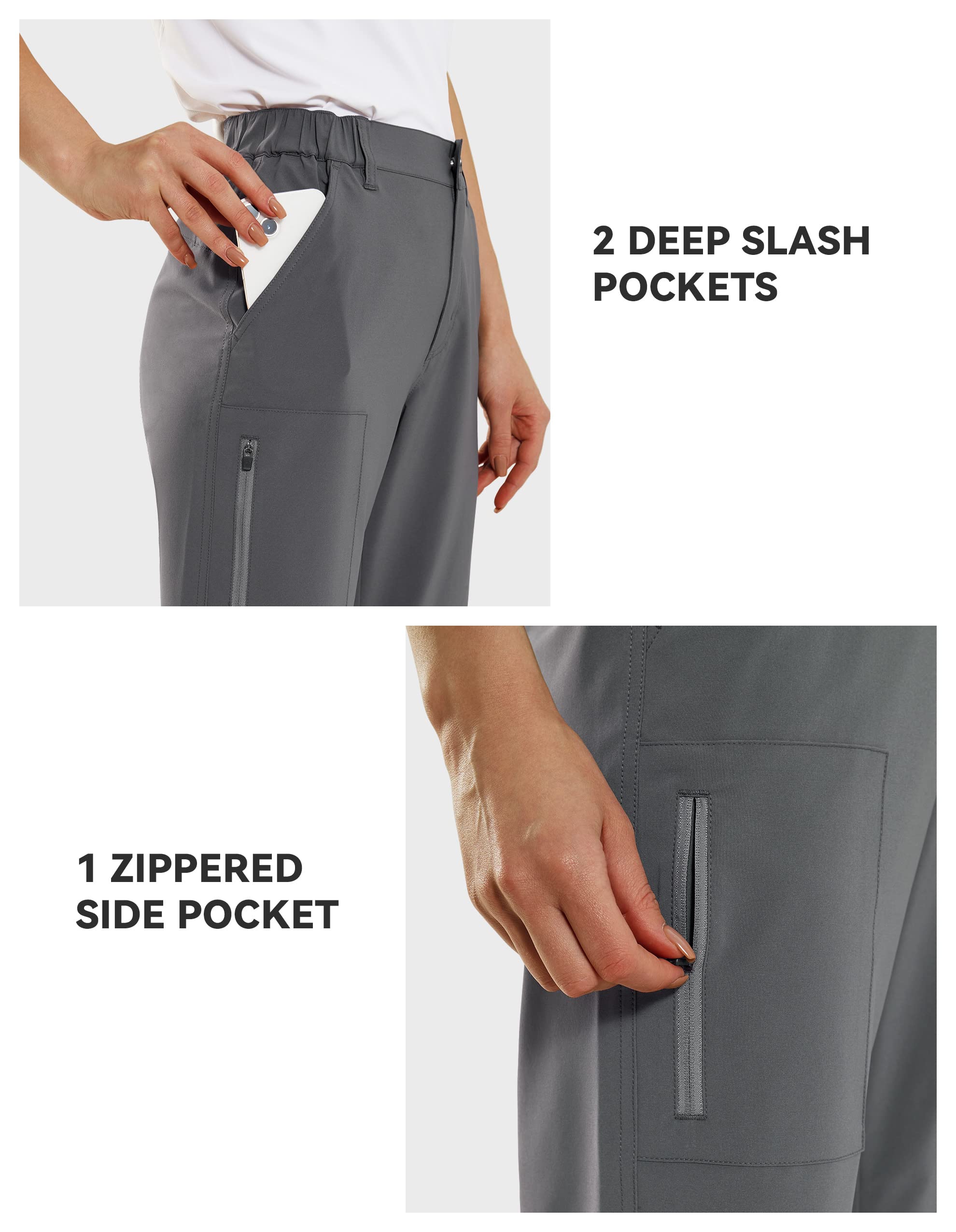 SPECIALMAGIC Knee Length Shorts Women Bermuda Quick Dry Shorts Stretchy Hiking Shorts Golf Lightweight Casual for Summer Grey