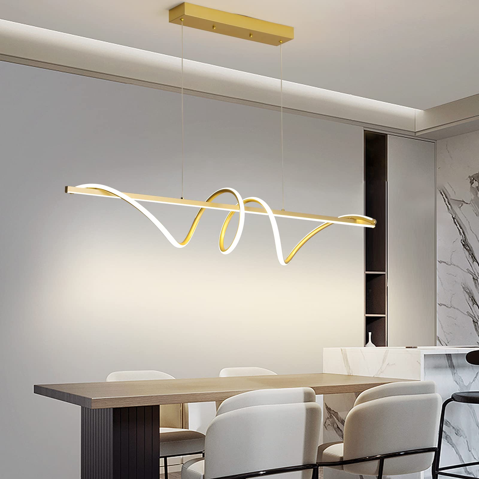 Modern Chandelier, Dimmable LED Pendant Light, Ring Chandelier for Living Room, Dining Room, Kitchen, Bedroom 39IN