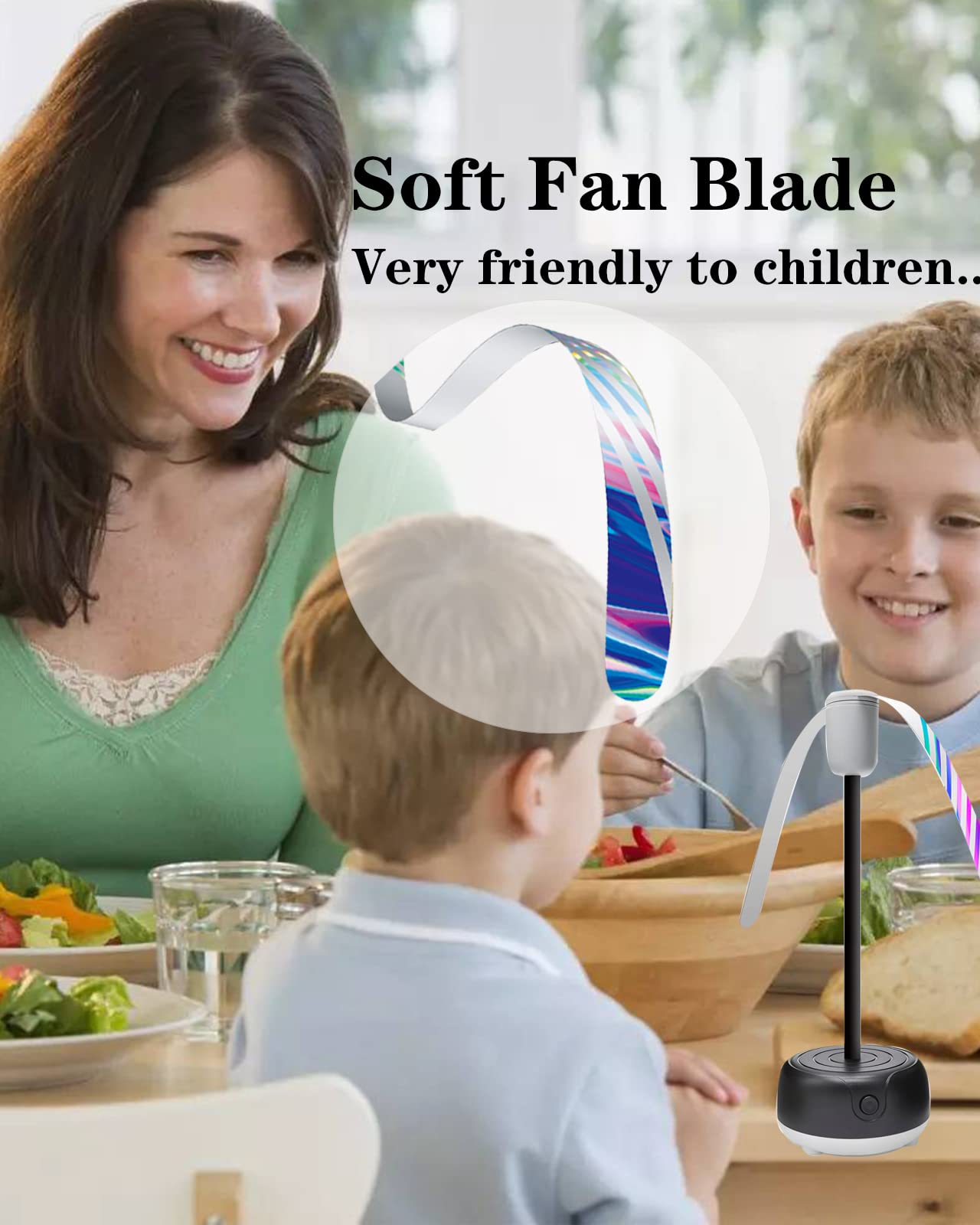 WFFOIFL Fly Fans for Tables, Adjustable Angle Battery-Powered Bug Fan, Purely Physical Fly Fan, Portable Table Fans for Flies(3pack)