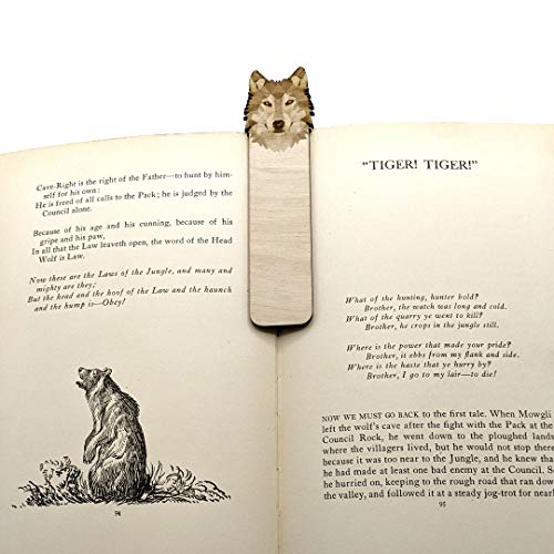 WOLF Engraved Wood Bookmark | Baltic Birch Wooden Geometric Animal Creature Book Mark | Great Gift Idea!