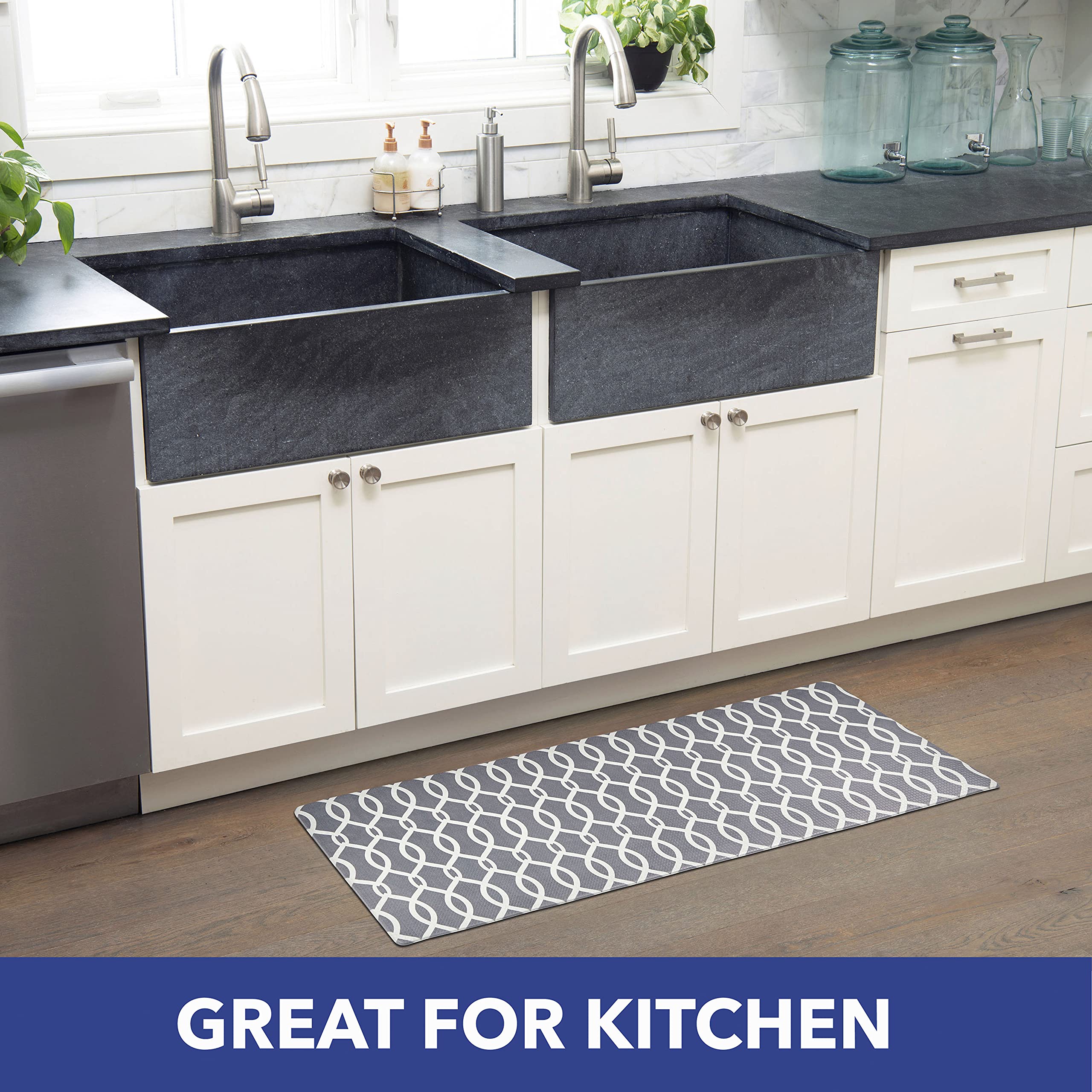 SoHome Cozy Living Kochi Antifatigue Kitchen Mat 20"x36", Snake Skin/Grey