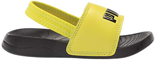 PUMA unisex child Popcat 20 Backstrap Slide Sandal, Puma Black-sulphur Spring, 8 Toddler US
