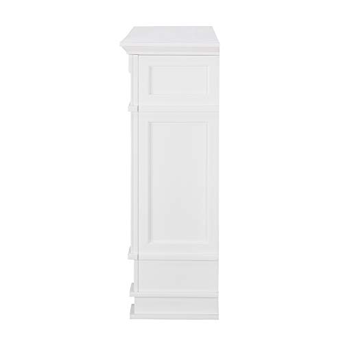 SEI FURNITURE Highgate Faux Cararra Marble Electric Media fireplace, White.