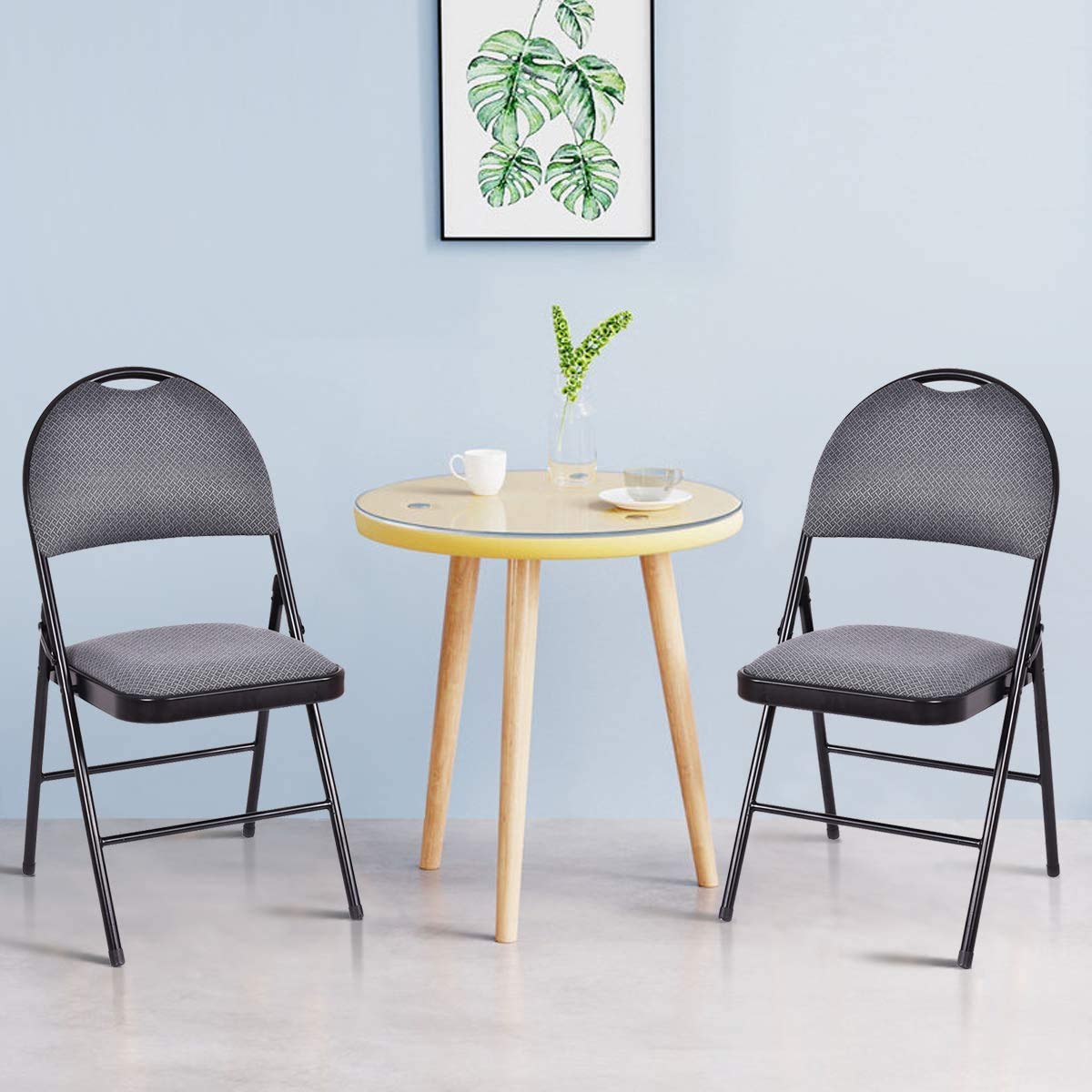 ReunionG 6 PCS Folding Chair, 6-Pack Portable Chairs with Upholstered Padded Seat and Back, Metal Frame Home Office Chairs (6 PCS)