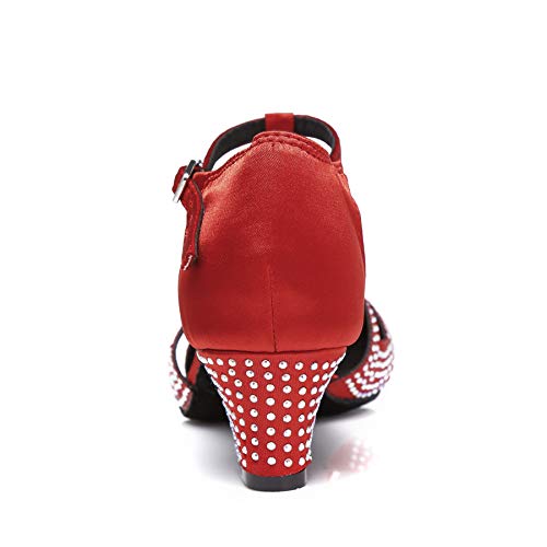 Pierides Women's Rhinestone Ballroom Dance Shoes Latin Salsa Performance Wedding Dance Shoes,2" Heel,6.5 US