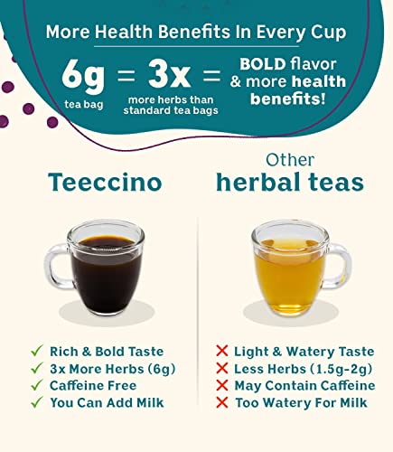 Teeccino Dark Roast Dandelion Tea - Rich & Roasted Herbal Tea That’s Caffeine Free & Prebiotic with Detoxifying Dandelion Root, 25 Tea Bags (Pack of 3)