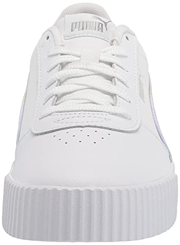 Puma Women's Carina Sneaker, L Prismatic White-Silver, 8