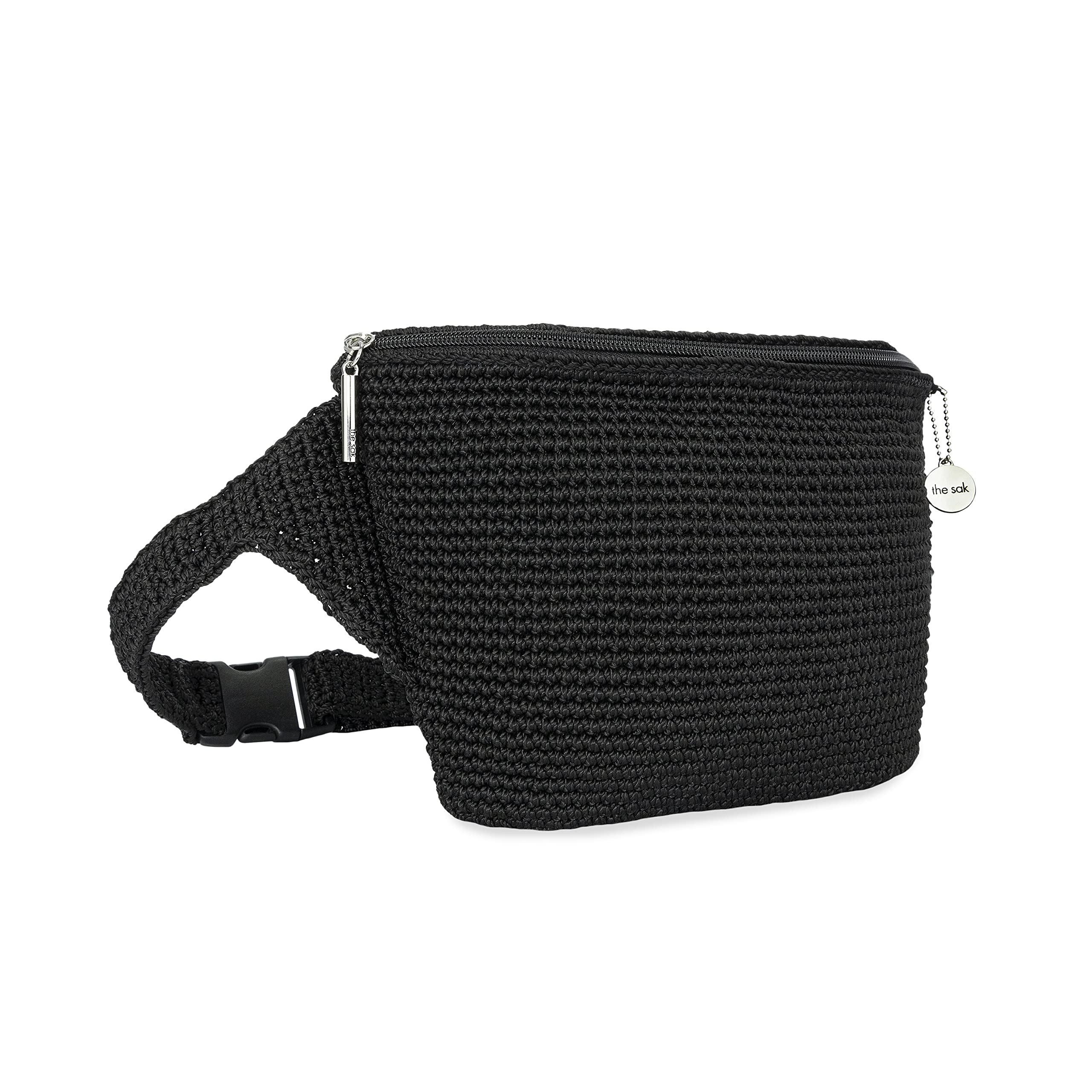 The Sak Caraway Adjustable Belt Bag in Crochet, Convertible Purse, Multi-Use Design, Black