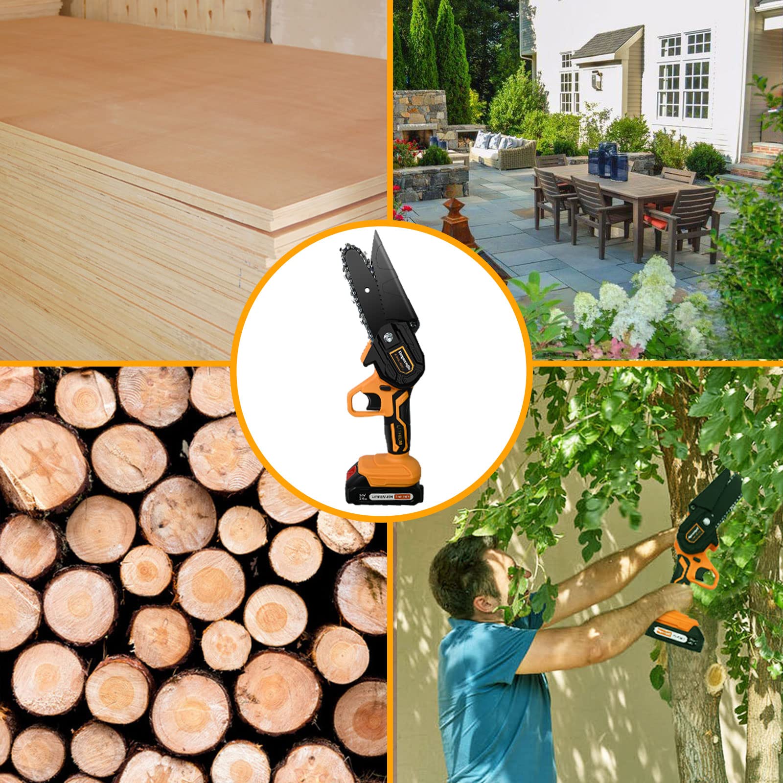 Mini Chainsaw, Cordless Mini Chainsaw Battery Powered with 24V 10000mAh Rechargeable Battery, Handheld Chainsaw for Tree Trimming Wood Cutting (8 Inch Chainsaw With Oil Nozzle)