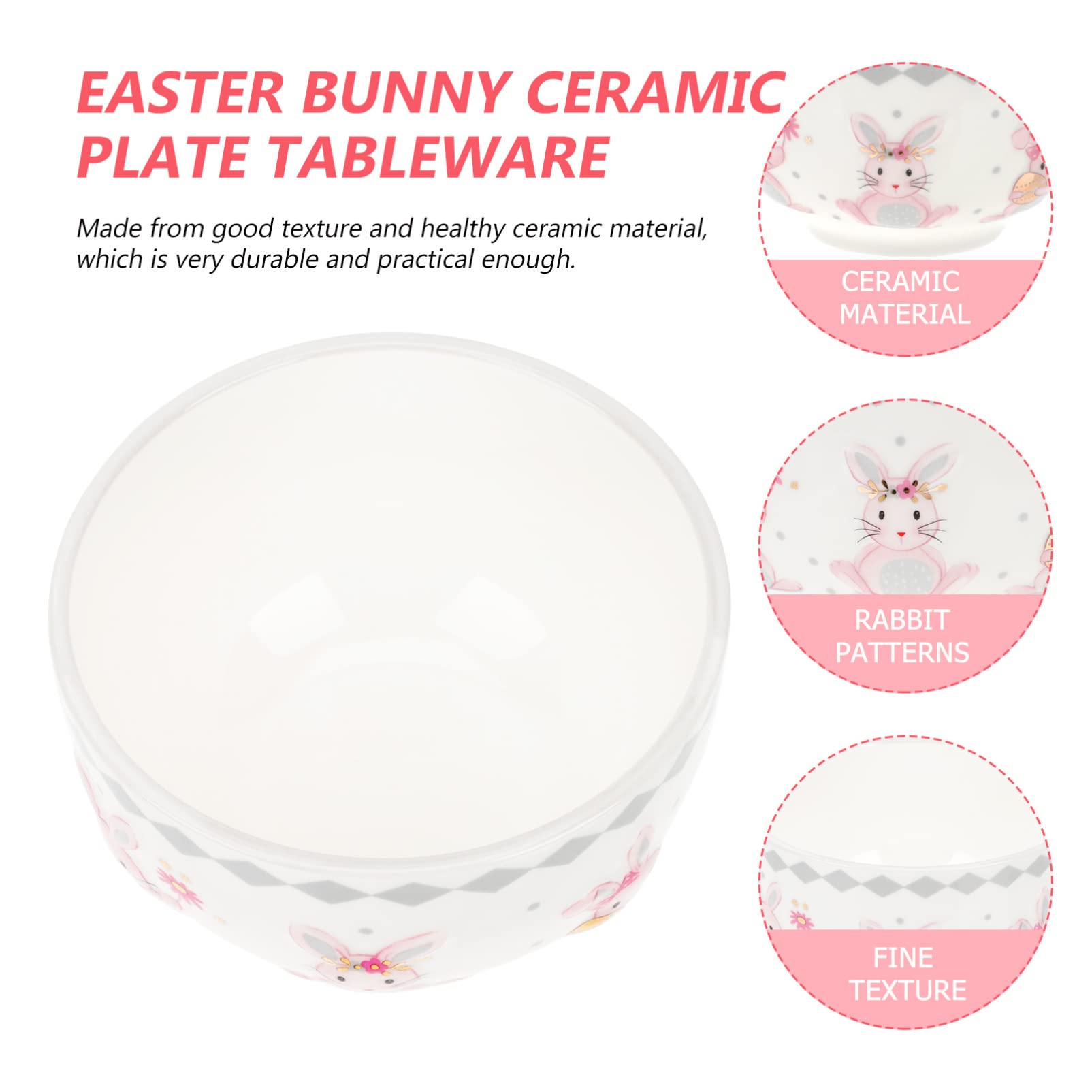 SOIMISS Easter Bowl Ceramic Bunny Candy Dish Easter Basket Rabbit Candy Bowl Snack Appetizers Porridge Soup Bowl Salad Bowl Spring Party Home Restaurant Use