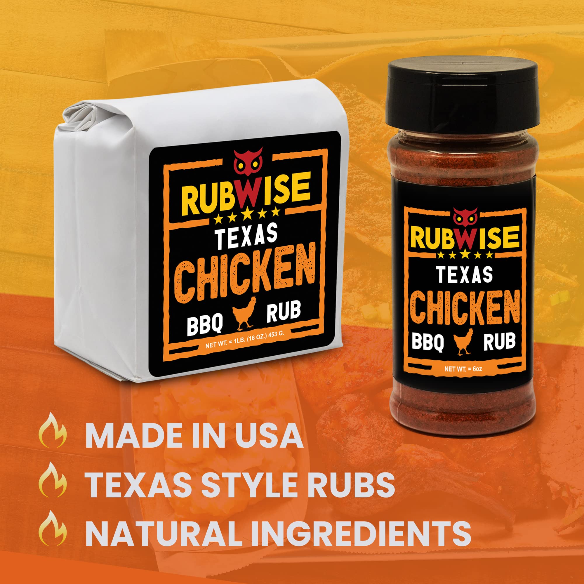 RubWise Texas Style BBQ Chicken Rub (1lb) | Premium Texan BBQ Rubs and Spices for Smoking and Grilling | Great for Chicken, Turkey, Duck, and Seafood |Poultry & Meat Seasoning Spice Dry Rub (No MSG)