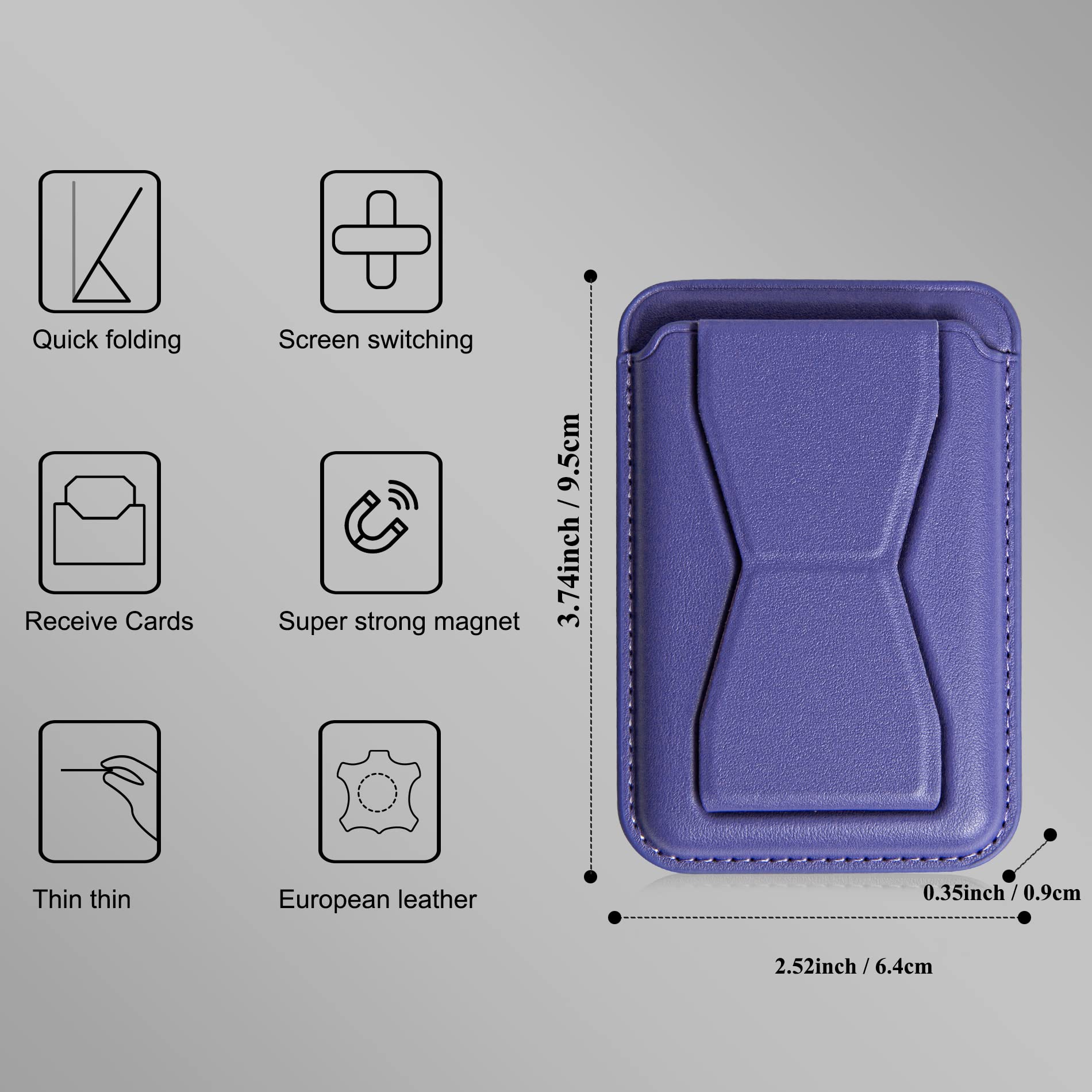 Magnetic Card Wallet Holder for Apple Magsafe, Compatible with MagSafe Leather Wallet for iPhone 14/13/12 Pro|Pro MAX Series, Upgraded Version Strong Magnetic Phone Case with Kickstand (Purple)