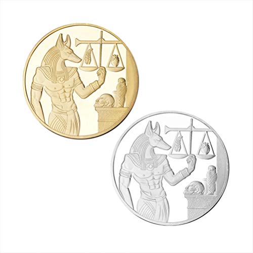 TENDYCOCO Anubis Coin Egyptian God Challenge Coin Commemorative Art Coin Collection Iron Souvenir Craft Gift Toy (Silver)
