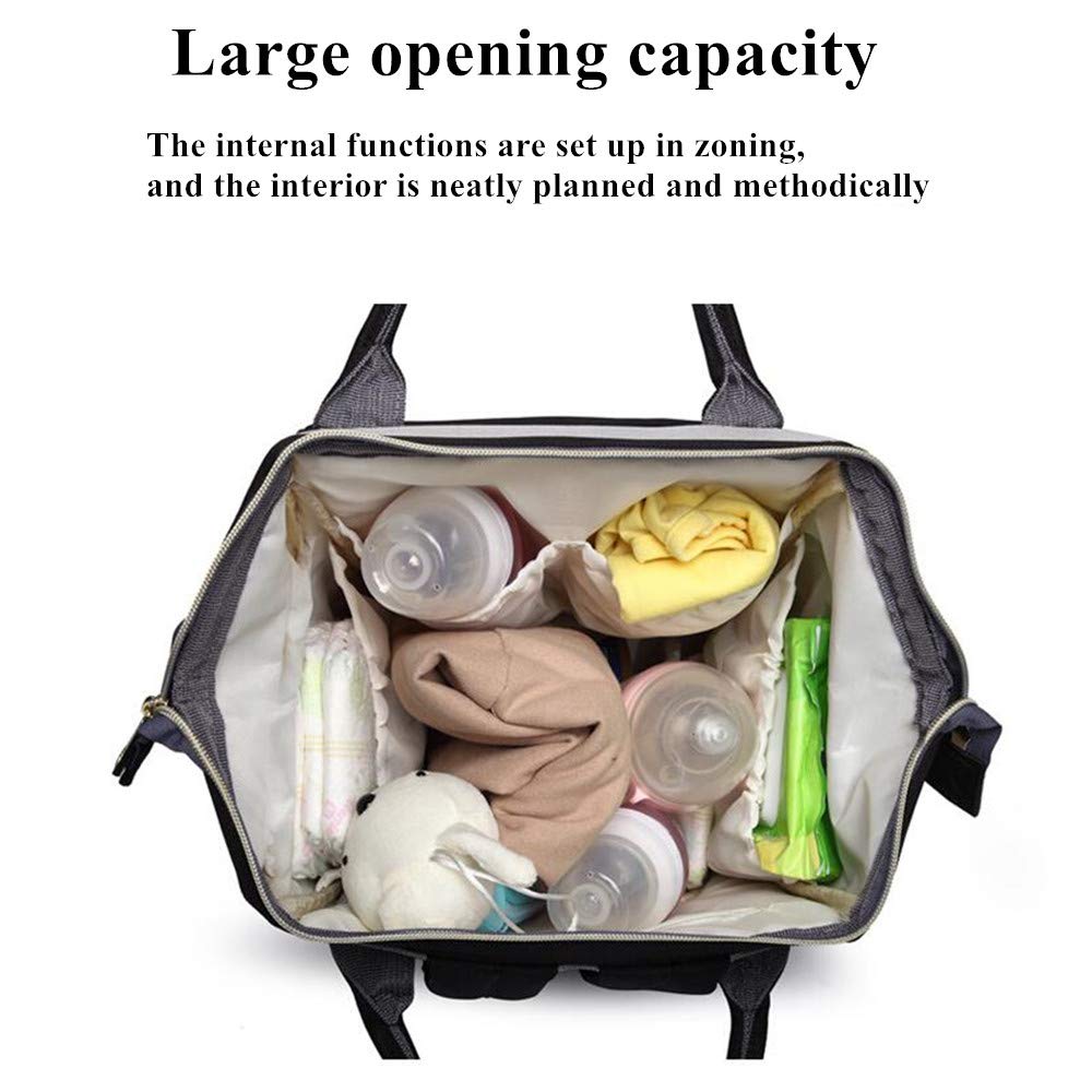 Multi-Function Diaper Bag for Baby Care Wide Open Nappy Bags Large Capacity Handbags Travel Backpack Waterproof Lightweight Pink/Dark grey