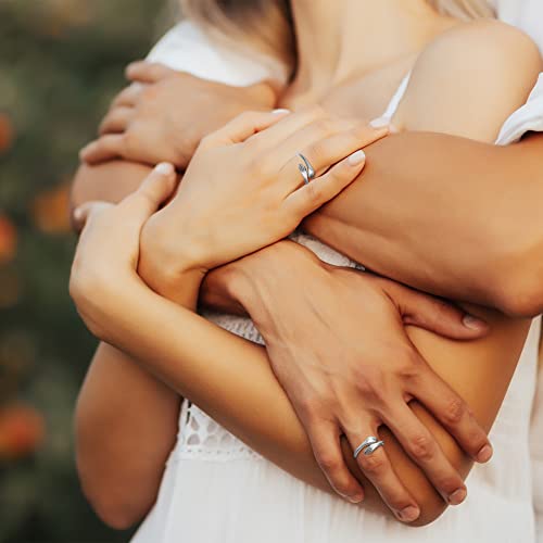 Spire Designs S925 Sterling Silver Hug Ring - Adjustable Hand Ring for Mother Daughter Women and Men - Won’t Let You Go Hug Ring