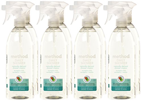 Method Daily Shower Cleaner Spray, Plant-Based & Biodegradable Formula, Spray and Walk Away, Eucalyptus Mint Scent, 28 Fl Oz, (Pack of 8), Packaging May Vary