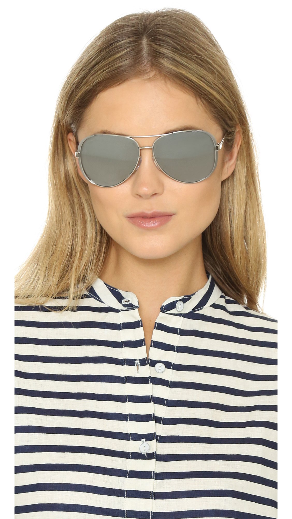 Michael Kors Women's Classic Polarized Pilot Sunglasses, Silver (Silver-Silver Mirrored polarised 1001z3), Large (Herstellergröße: 59)
