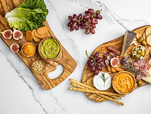 SOLTAKO 4 small dip bowls set - olive wood tapas bowls - small Mediterranean bowl for olives & BBQ sauces - dip bowl for charcuterie boards - charcuterie accessory - Ø 4"