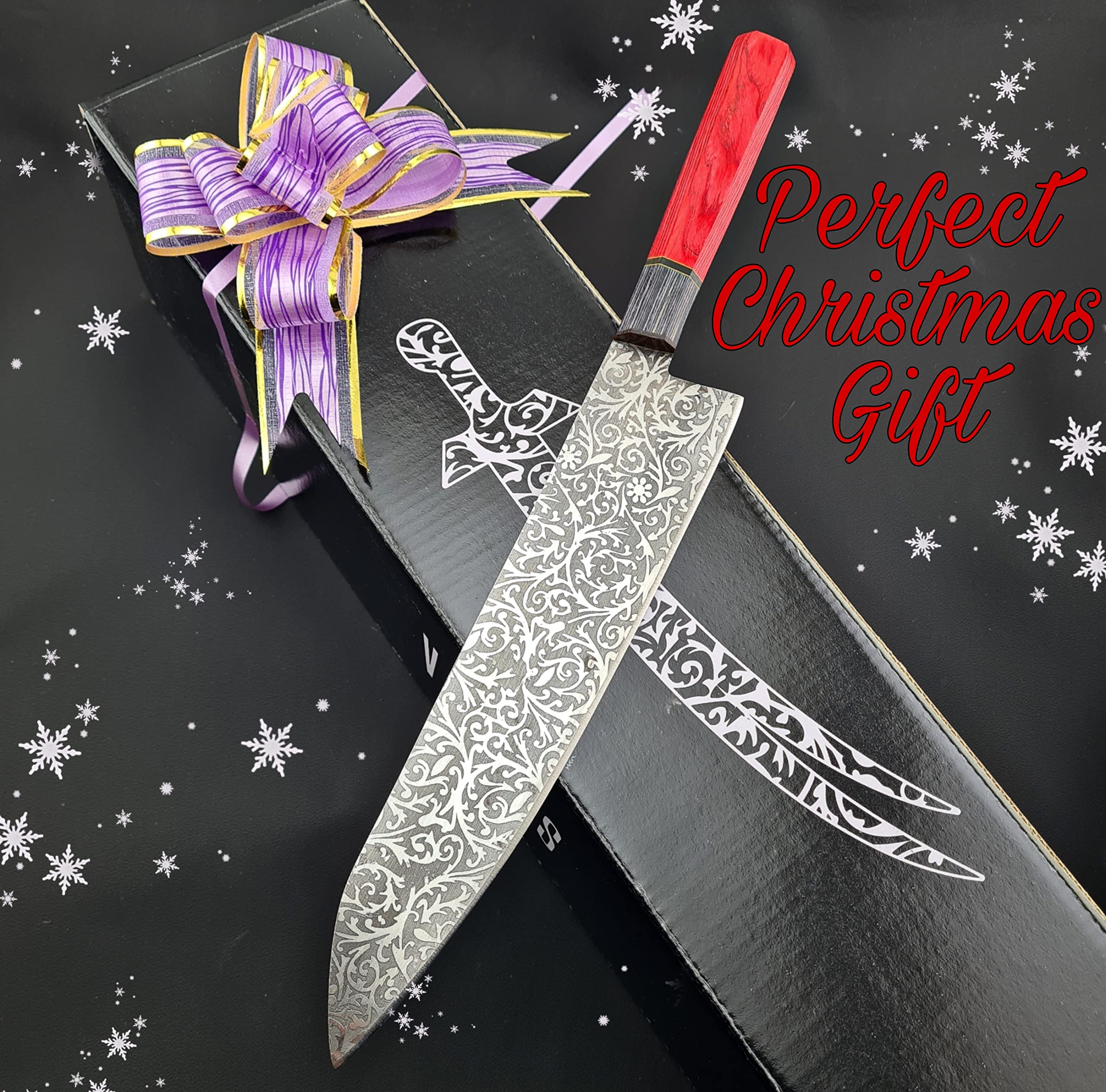 Vetus Japanese Knife Set | 12C27 High Stainless Steel Chef Knife Set | Professional Etched Kitchen Knives Set with Chef Bag/Knife Roll | Chef Knife Bag