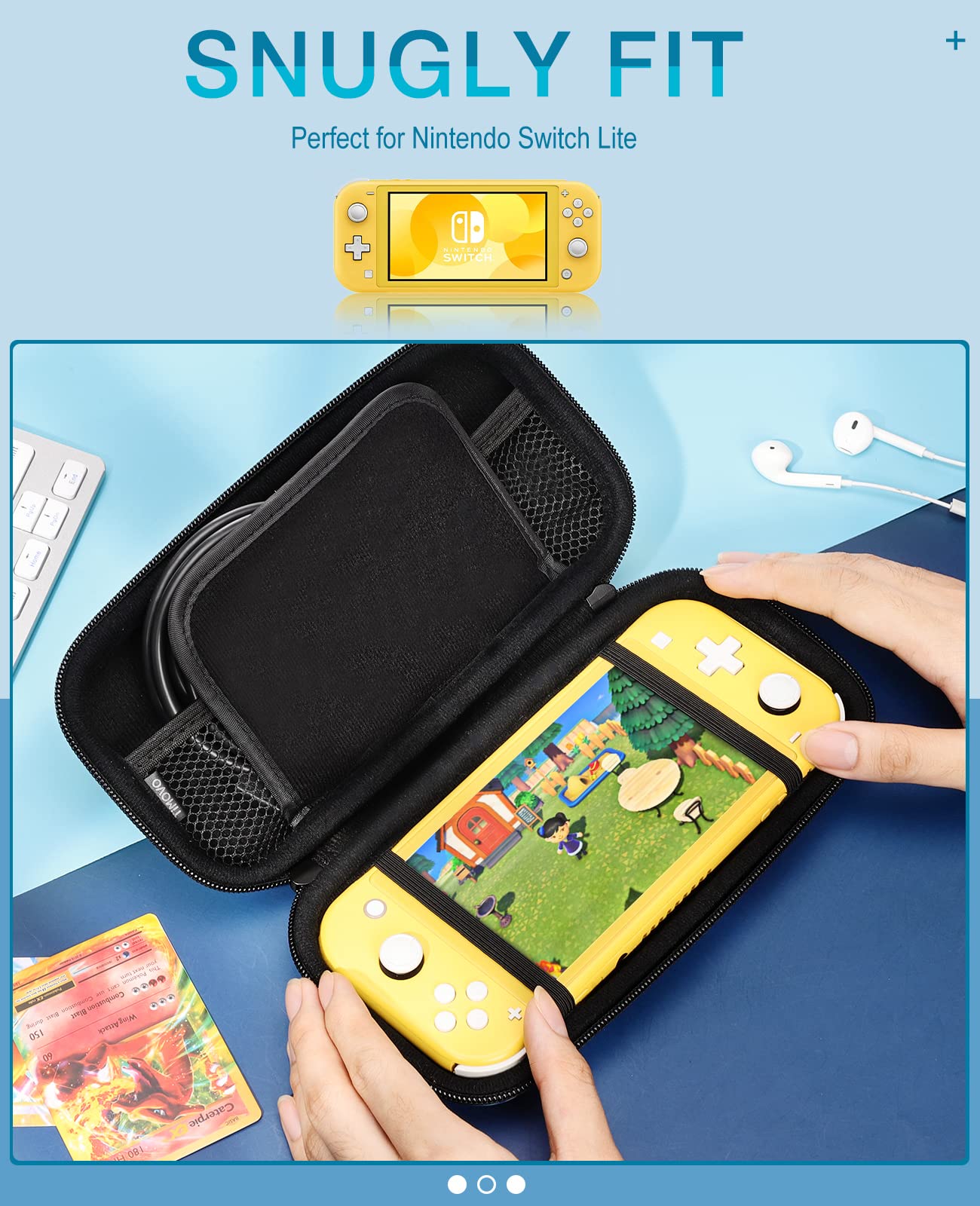 TiMOVO Carrying Case Compatible with Nintendo Switch Lite, Durable Hard Shell Game Storage Handbag Portable Travel Bag Protective Pouch with Pocket for 10 Game Cards & Accessories, Dreamy Nebula