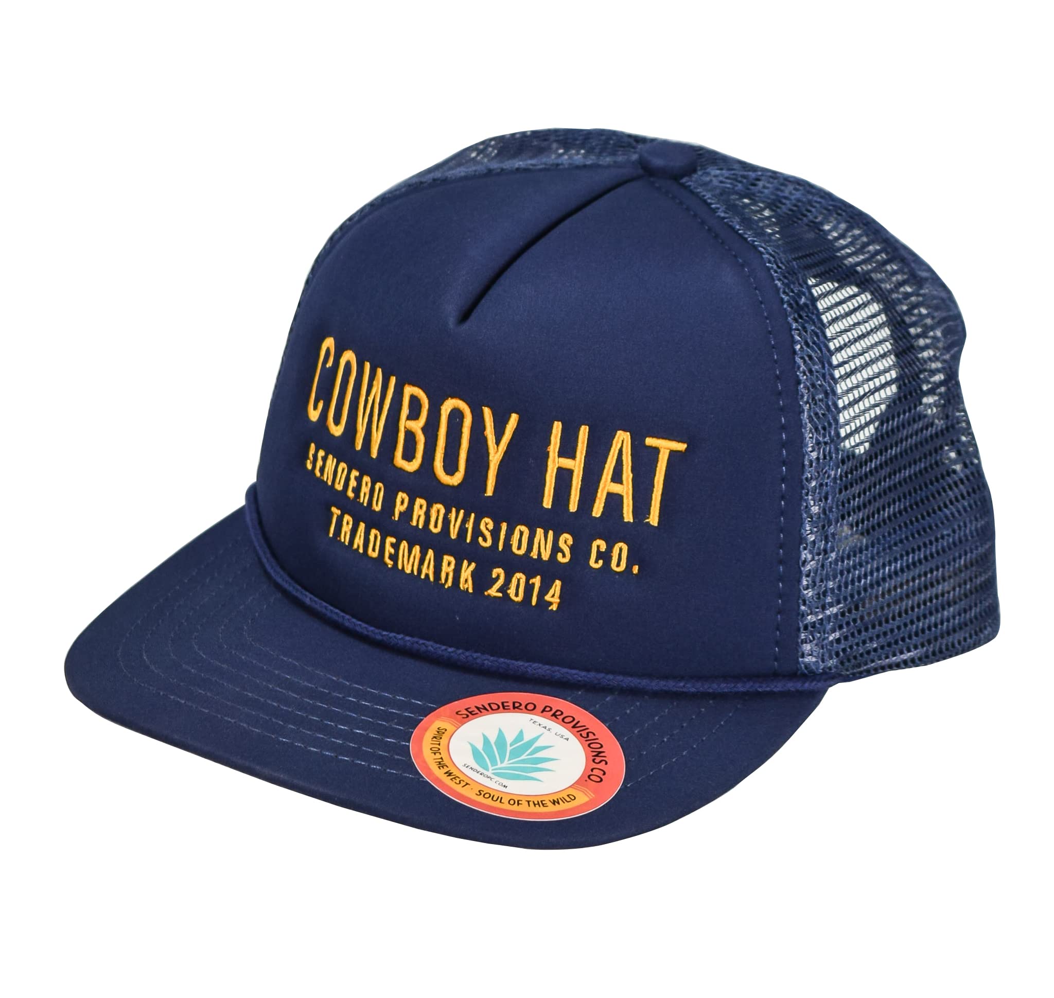 Sendero Provisions Co. Cowboy Hat Embroidered Logo Snapback Trucker Cap Navy, One Size