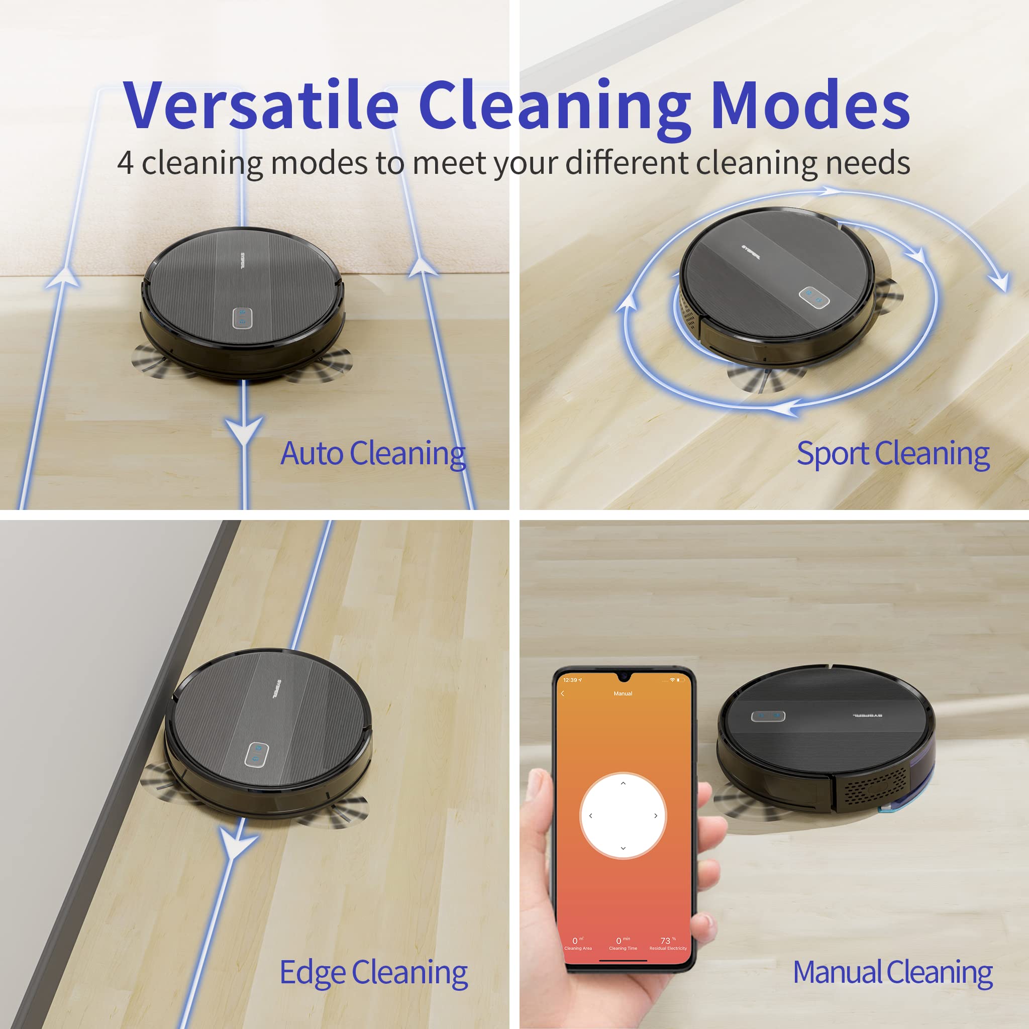 SYSPERL 2 in 1 Robot Vacuum and Mop, 2600Pa Robot Vacuum Cleaner with Mapping Technology, WiFi/Alexa/APP/Remote Control Self Charging Vacuum for Hardwood Floors, Carpet, Ideal for Pet Hair