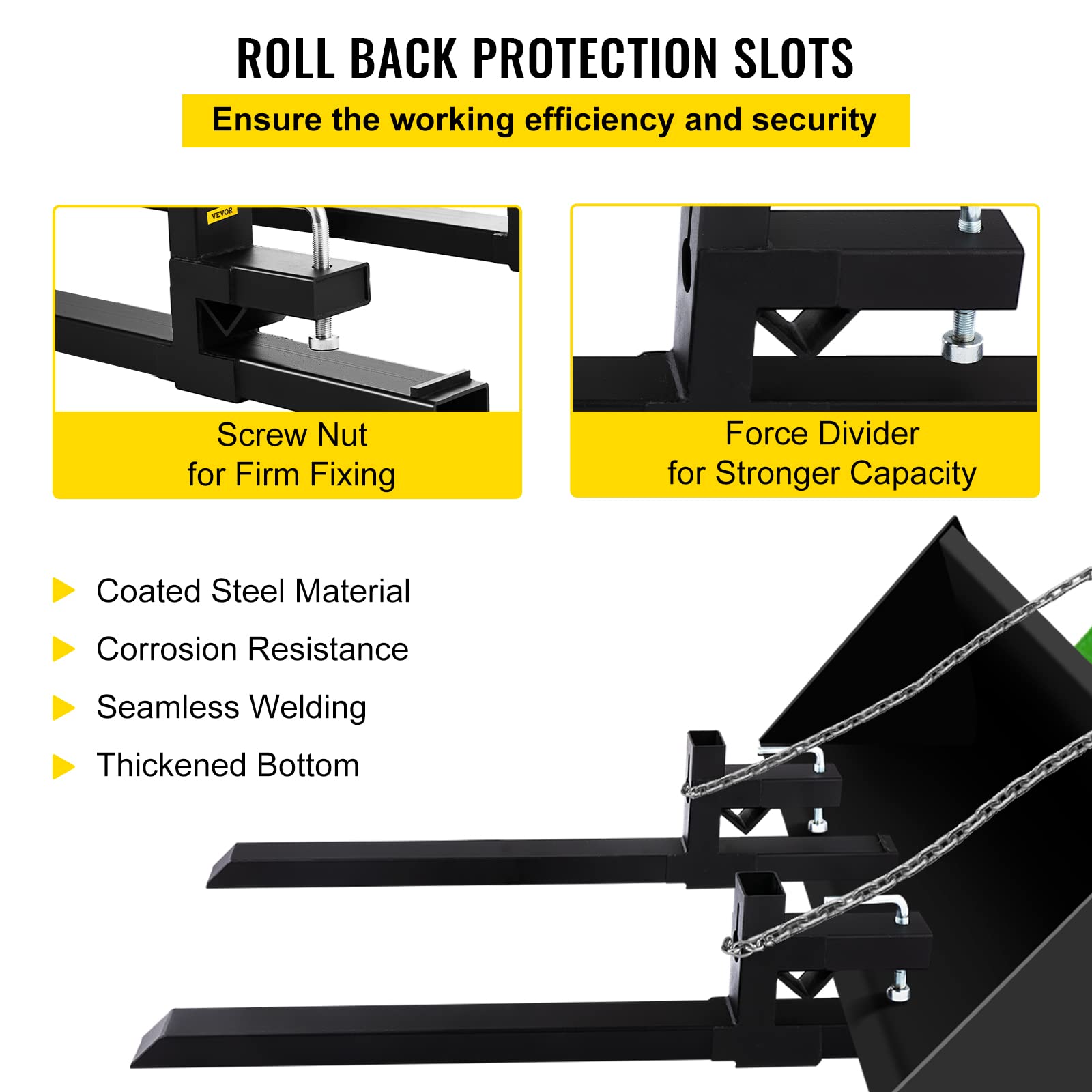 Mophorn Pallet Forks 42.9" 4000 Lbs Max, Clamp On Tractor Bucket Forks 58.7" Total Length, Heavy Duty Front Loader Forks, Fork Attachment for Skid Steer,Loader Bucket