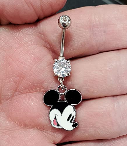 MICKEY MOUSE Clear Navel Belly Button Ring Body Jewelry Piercing 14 Gauge